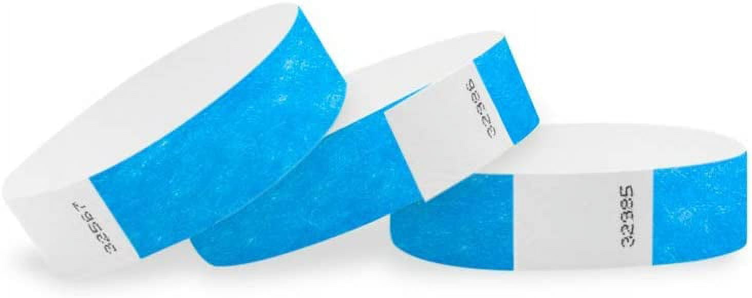 WristCo - 100 Pack Neon Blue Tyvek Wristbands for Events - waterproof ...