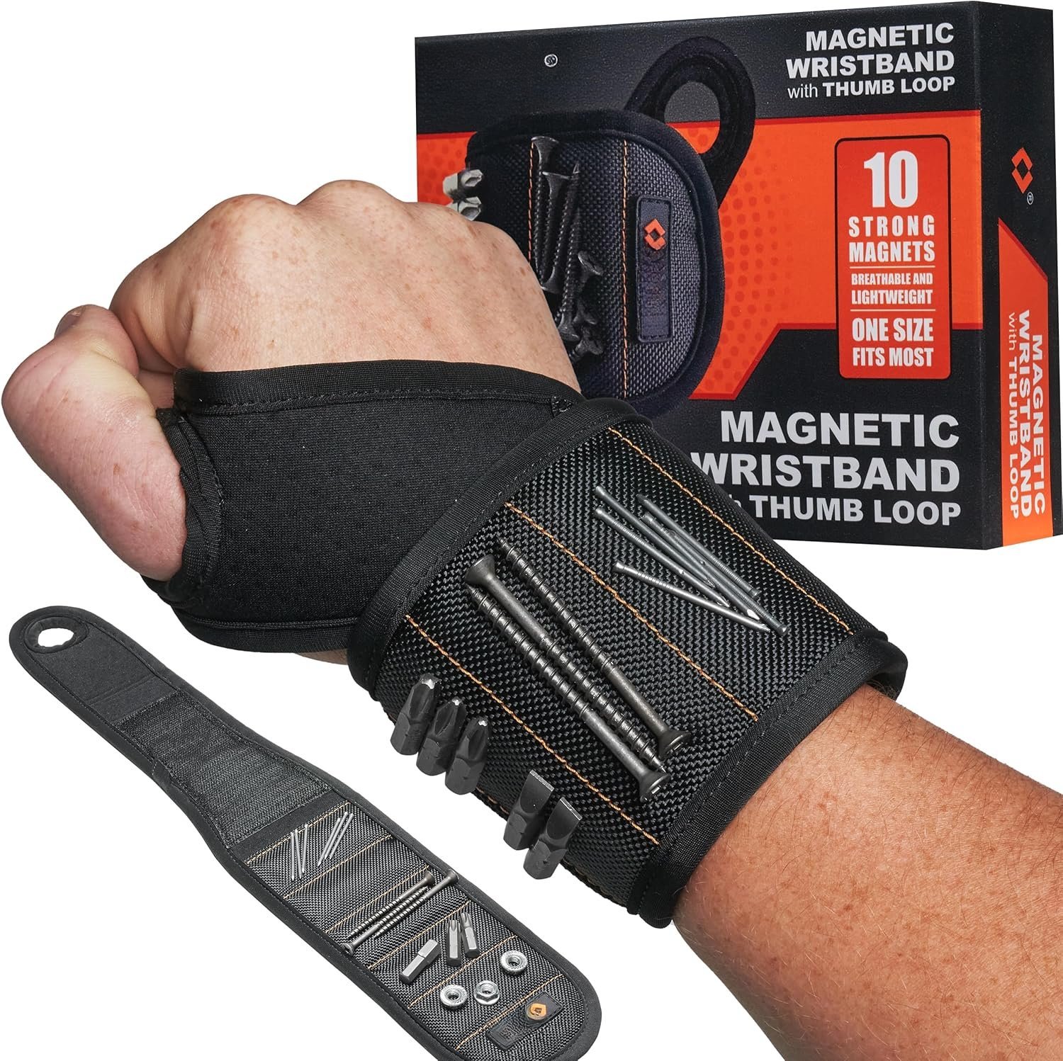Wristband, Thumb Loop for Holding Screws, Nails, Drill Bits for Men ...