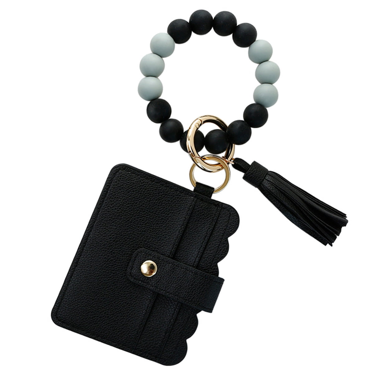 Wristlet Keychain Bracelet Wallet, Key Ring Silicone Bead Bangle ...