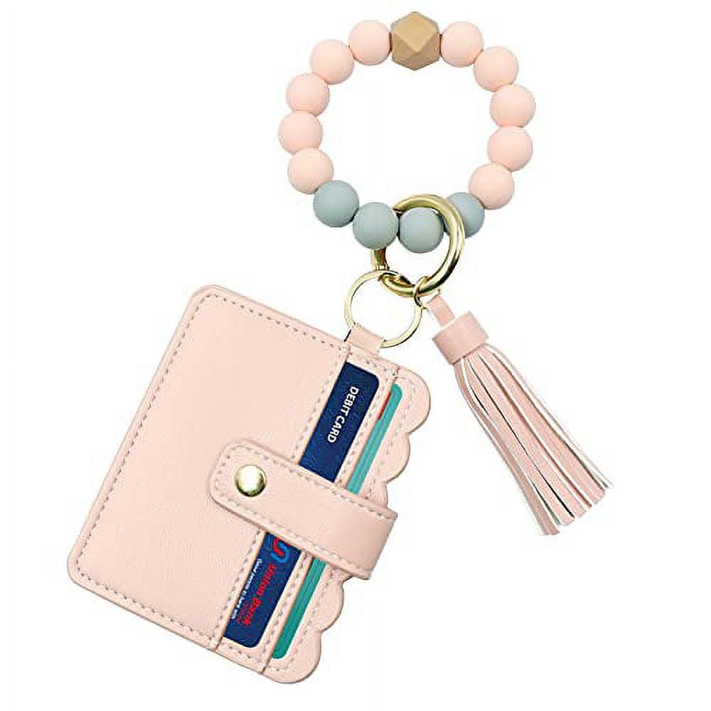 Wristlet Keychain With Wallet For Women/Girls,Bulk Silicone Beaded ...