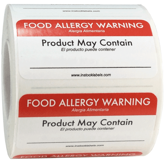 Writable Generic Food Allergy Warning Labels 1 x 2 Inch Rectangle ...