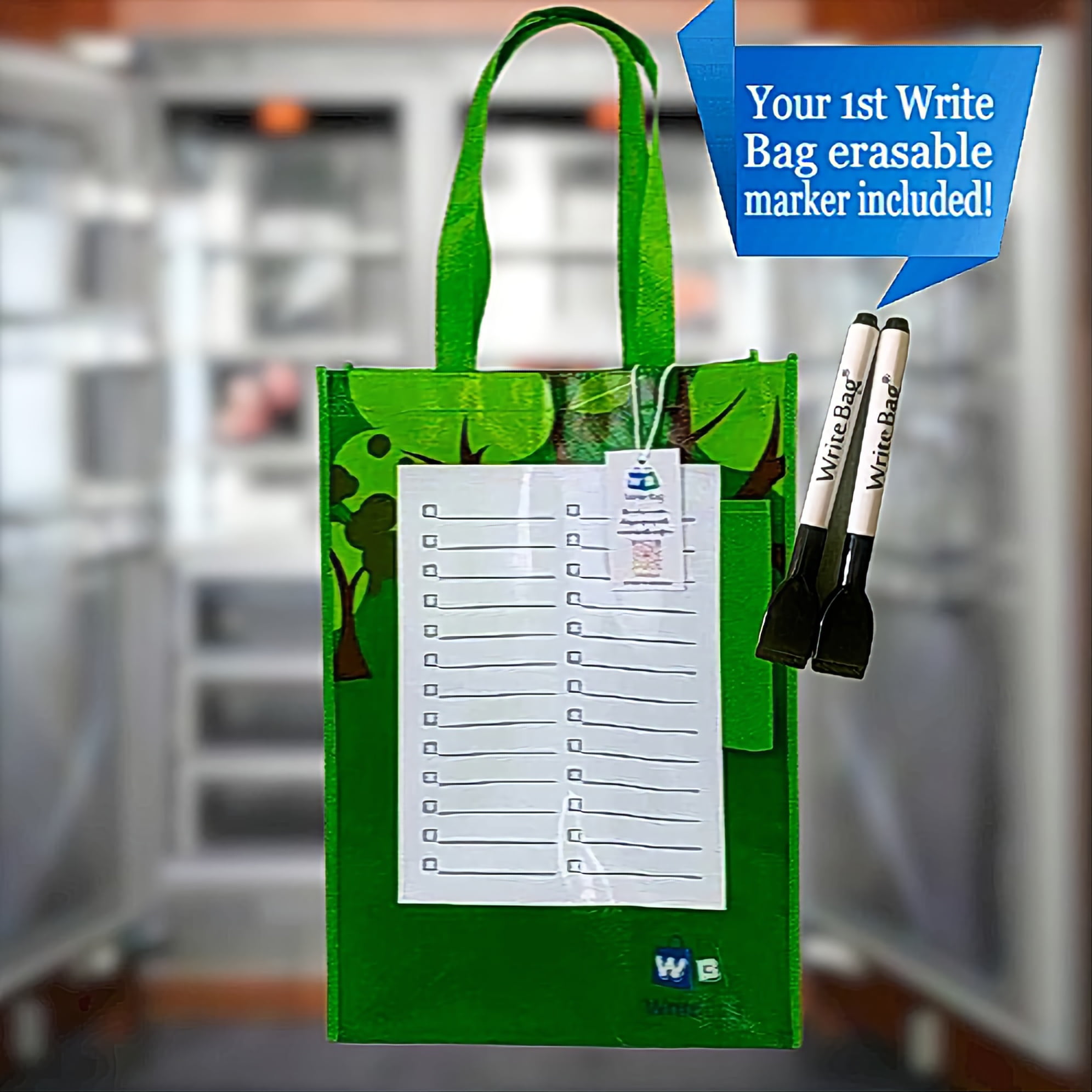 Write Bag-Reusable Grocery Bags-Write on-Erasable Marker Included ...