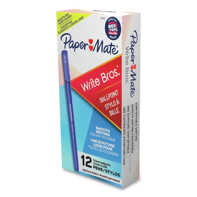 Write Bros. Smooth Ballpoint Pen, Medium 1mm, Blue Ink and Barrel ...