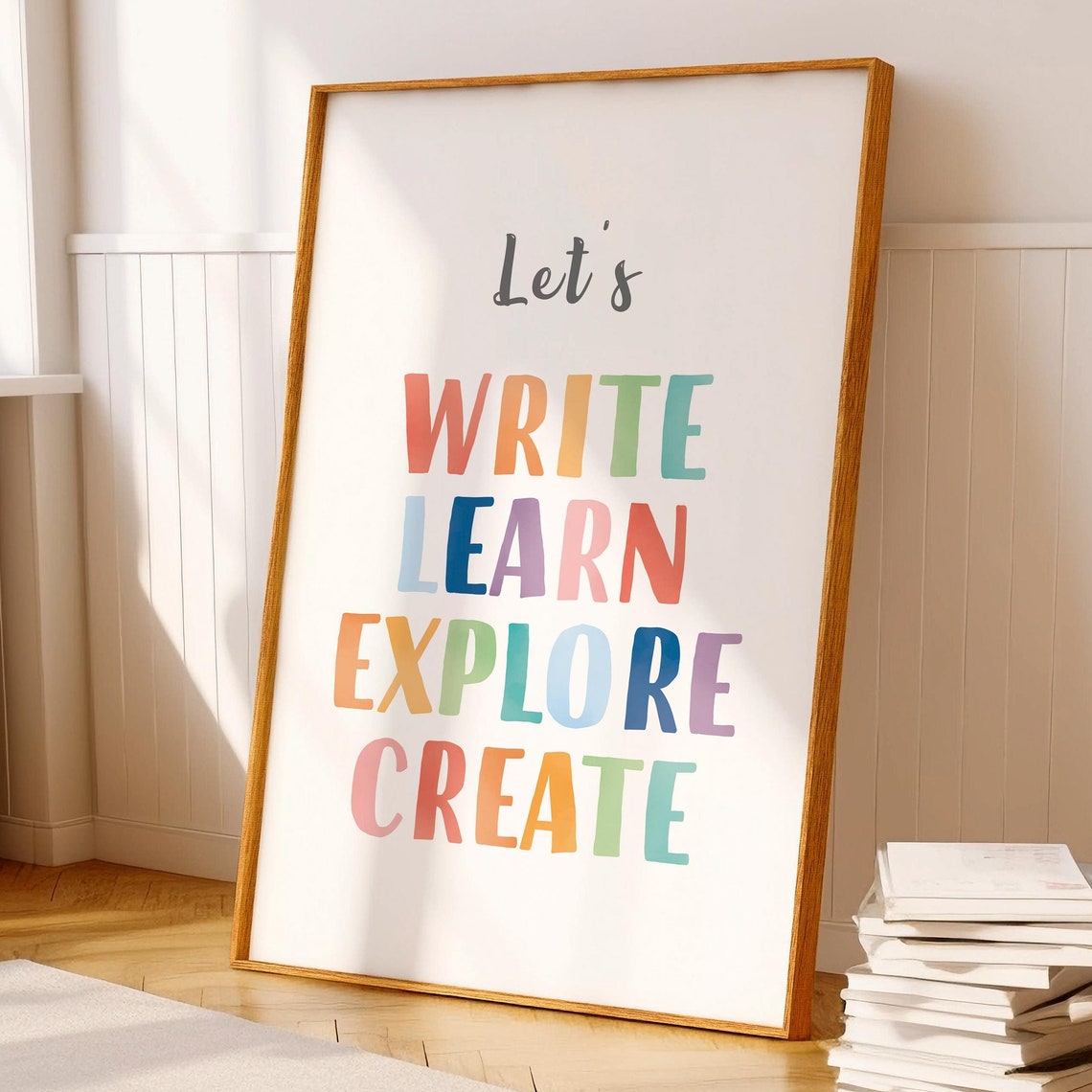 Let'S Write, Learn, Explore, Create Poster, Rainbow Playroom Decor ...