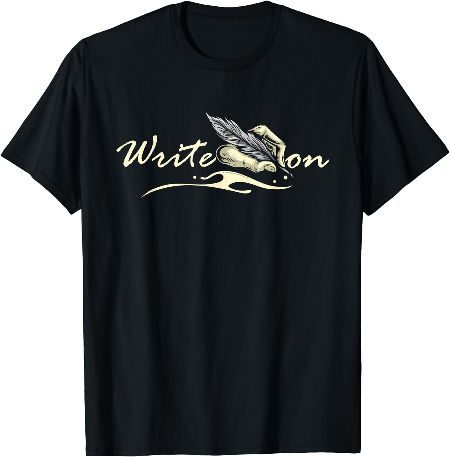 Write On Feather Author Novelist Novel Writer Poet T Shirt Black write-on-feather-author-novelist-novel-writer-poet-t-shirt-black