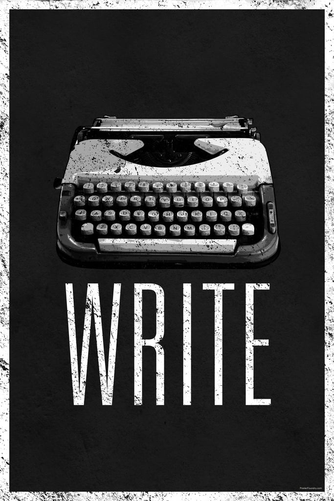 Write Retro Manual Typewriter Writer Poster Black White Author Writing ...