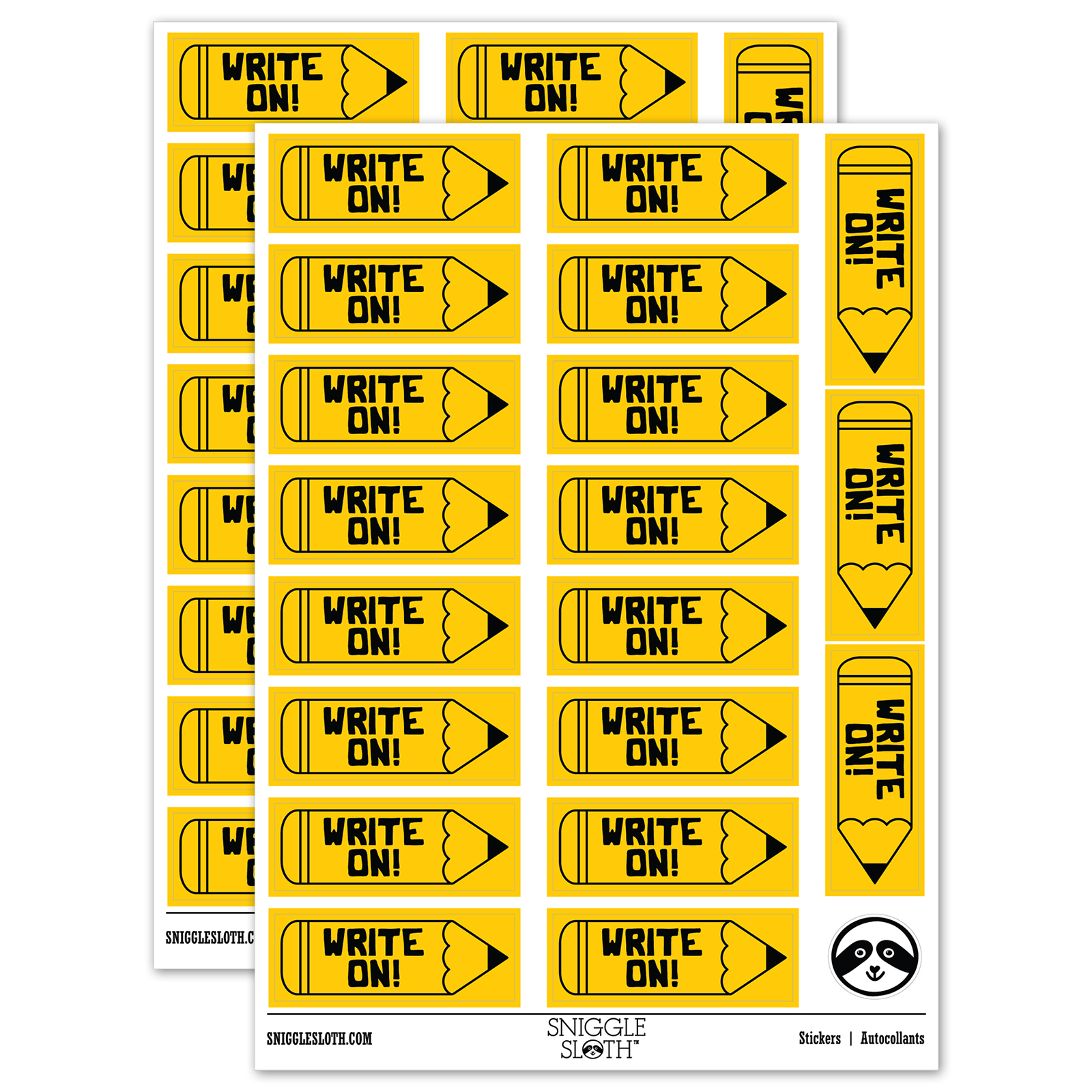 Write Right On Pencil Teacher Student School Sticker Set - Yellow ...