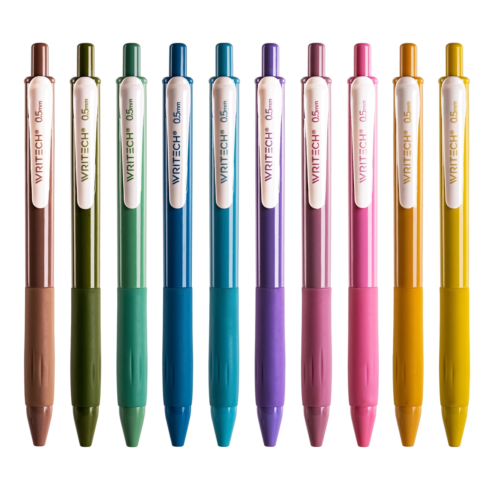 Writech Retractable Gel Pens, Quick Dry Ink, Fine Point 0.5mm, 10 ...