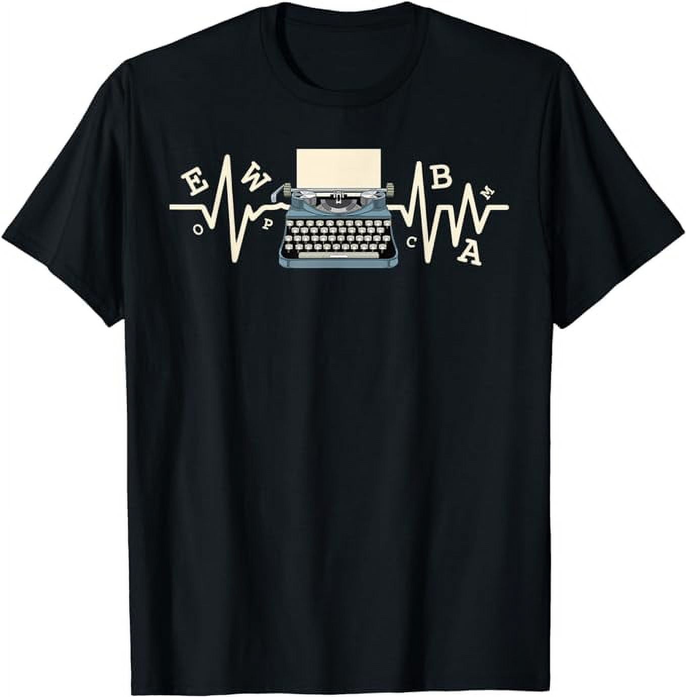 Writer Heartbeat Typewriter Characters Writing Book Lovers T-Shirt ...