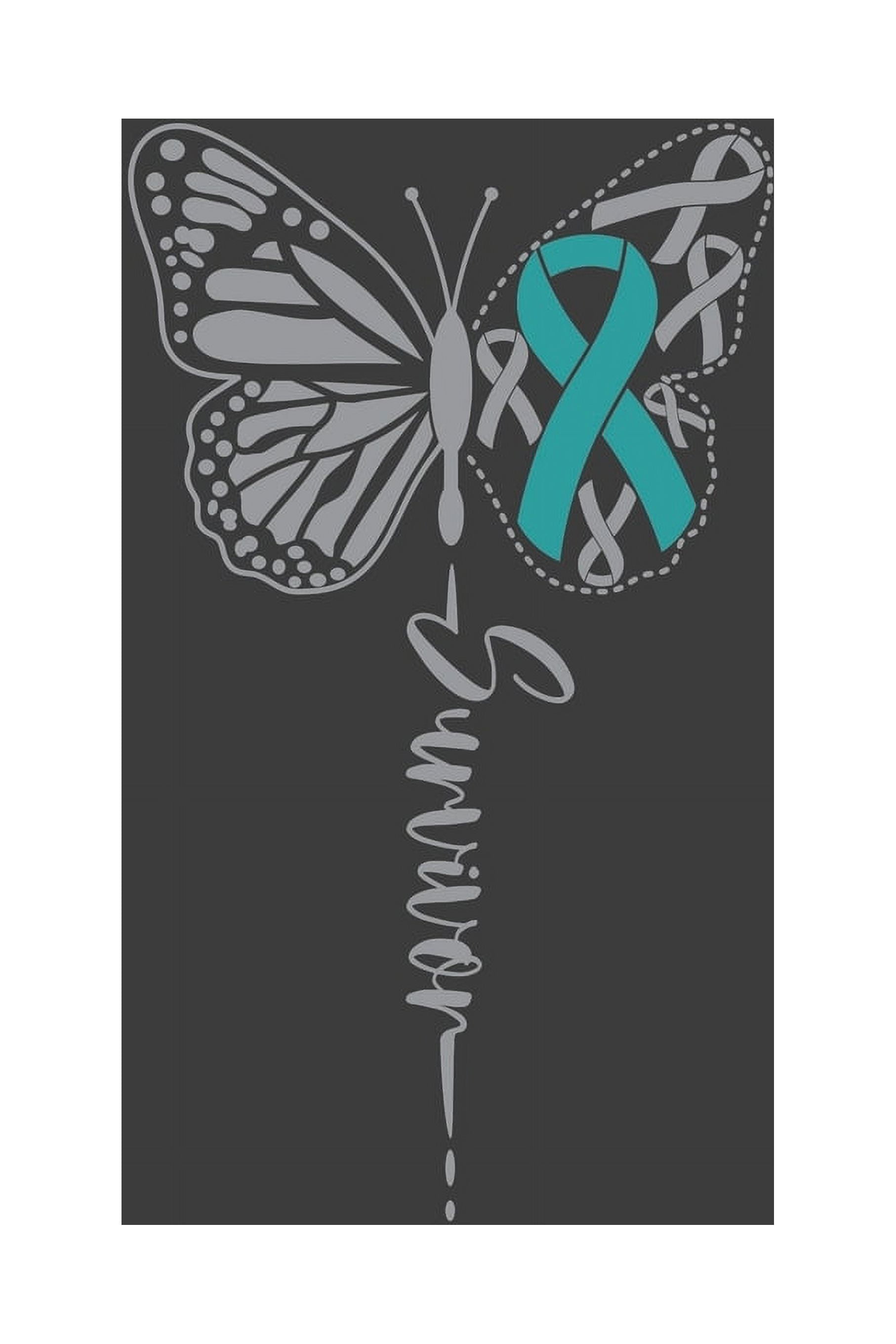 Ovarian Cancer Ribbon Butterfly