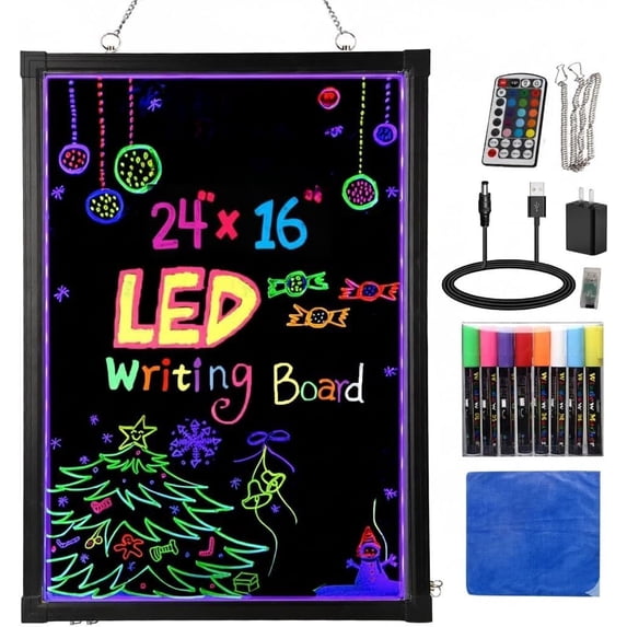 Writing Board 24"x16", Illuminated Erasable Neon Message Sign with 8 ...