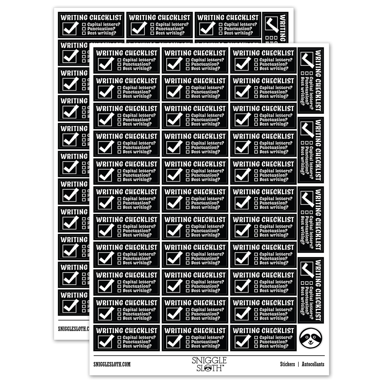 Writing Checklist Teacher Student School Sticker Set - Black - Gloss ...