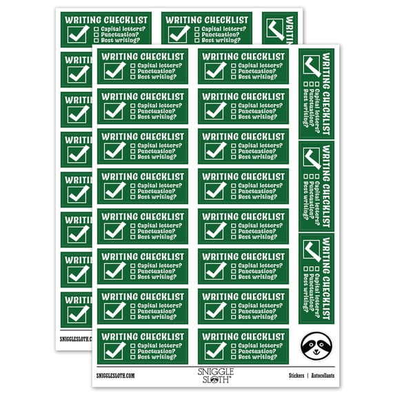 Writing Checklist Teacher Student School Sticker Set - Dark Green ...