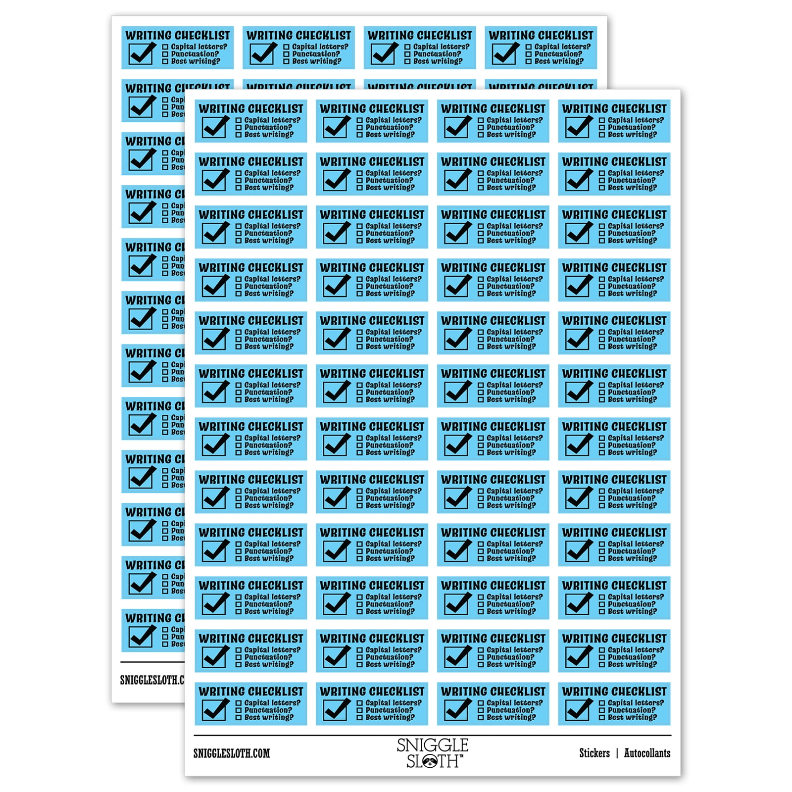 Writing Checklist Teacher Student School Sticker Set - Light Blue ...