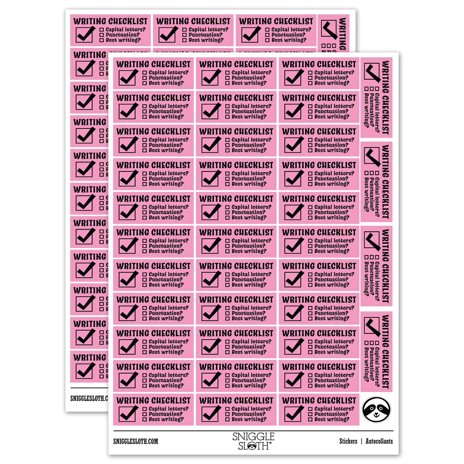 Writing Checklist Teacher Student School Sticker Set - Light Pink ...