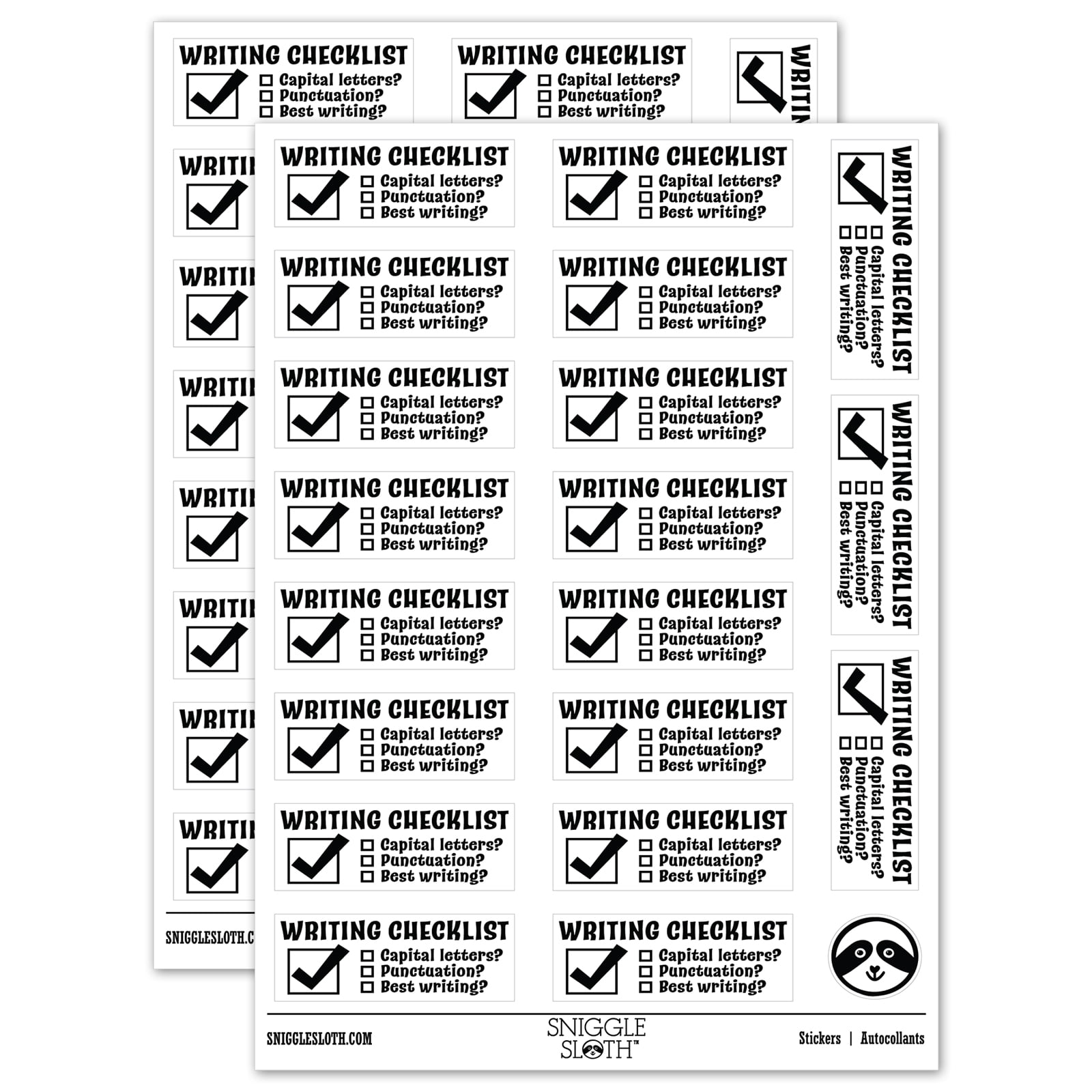 Writing Checklist Teacher Student School Sticker Set - White - Matte ...