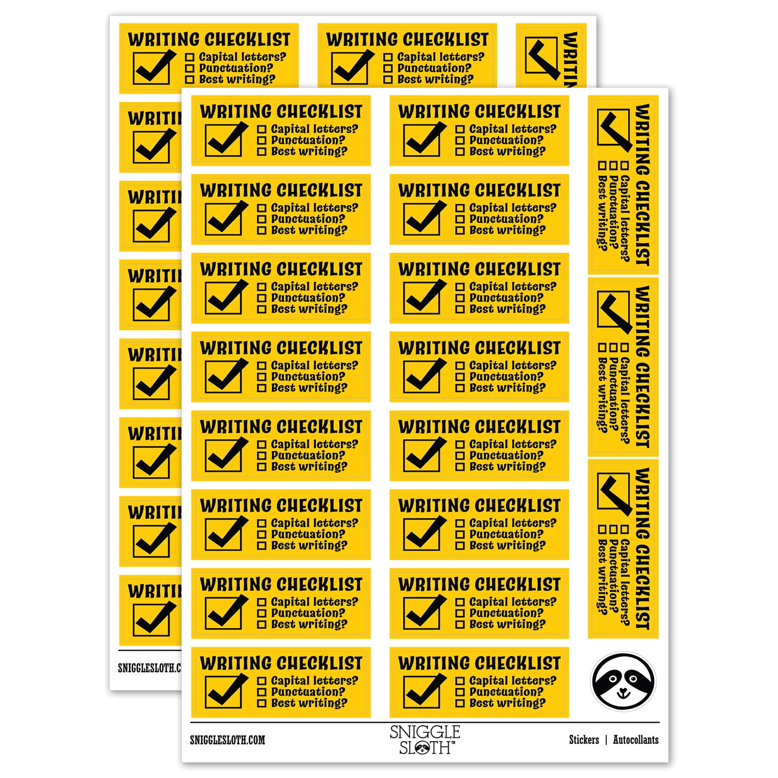 Writing Checklist Teacher Student School Sticker Set - Yellow - Matte ...