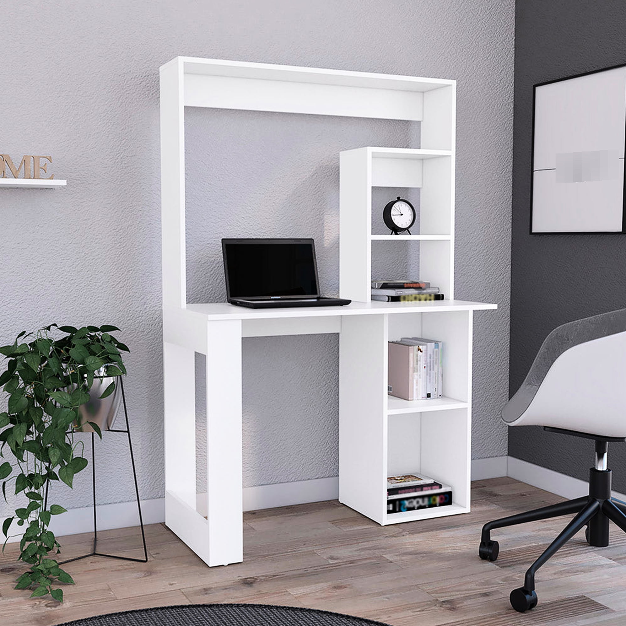Writing Desk With Storage Shelves And In White, 17.72 In. Depth X 38.78 ...
