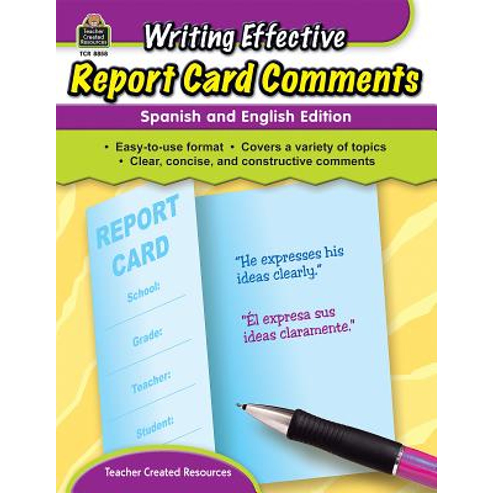 Pre-Owned Writing Effective Report Card Comments: Spanish and English ...