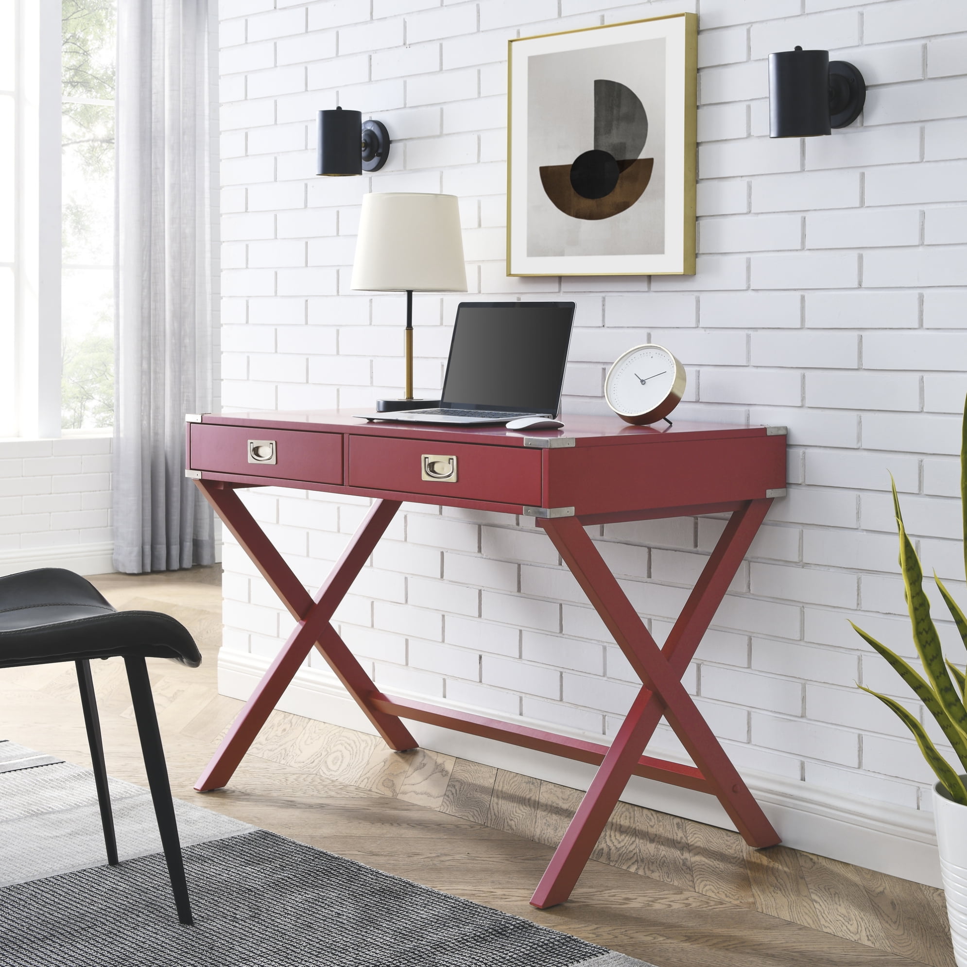 Writing Study Desk with X-Shaped Solid Wood Legs, Simple Computer Desk ...