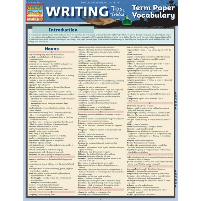 Writing Tips: Term Paper Vocabulary, (Paperback) - Walmart.com