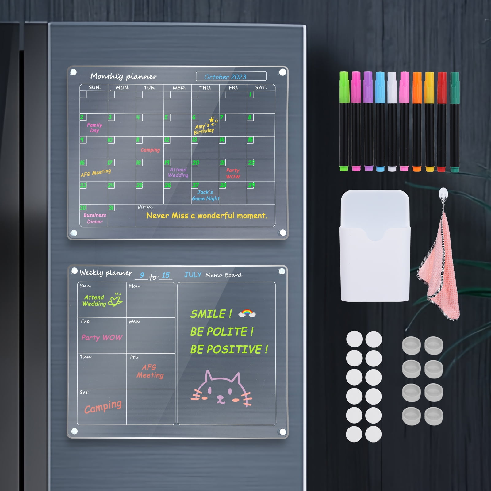 Writing board,Reusable Planner With Color Markers Pen X 12'' Reusable ...