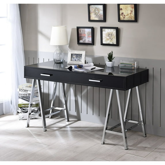 Writing desk with USB charging and two storage compartments ...