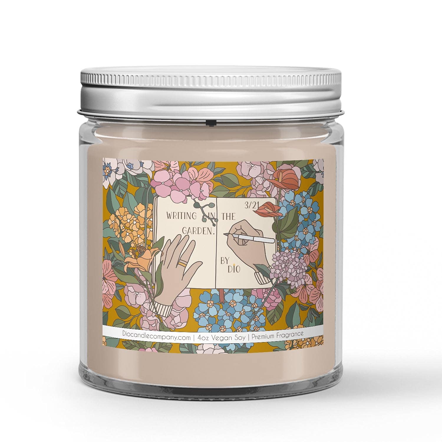 Writing in the Garden Candle (4oz) Lily Paper and Dew Scented Soy ...