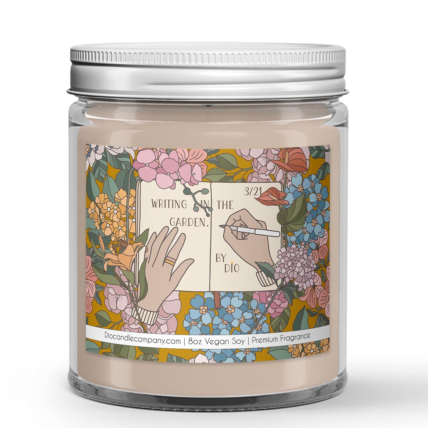 Writing in the Garden Candle (8oz) Lily Paper and Dew Scented Soy ...