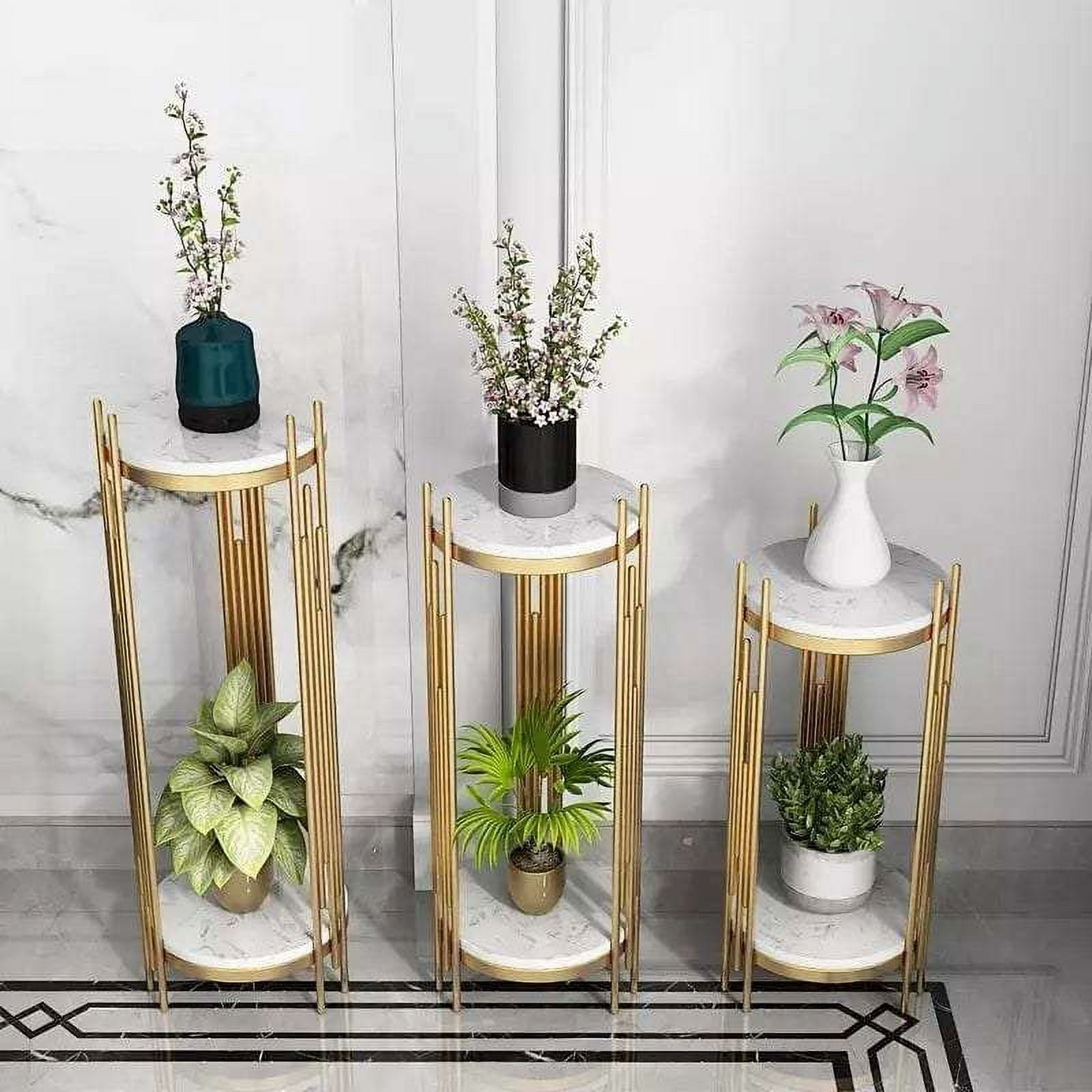 Writings on the Wall 2-Tier Round Top Pot Planter Stand, for Living ...