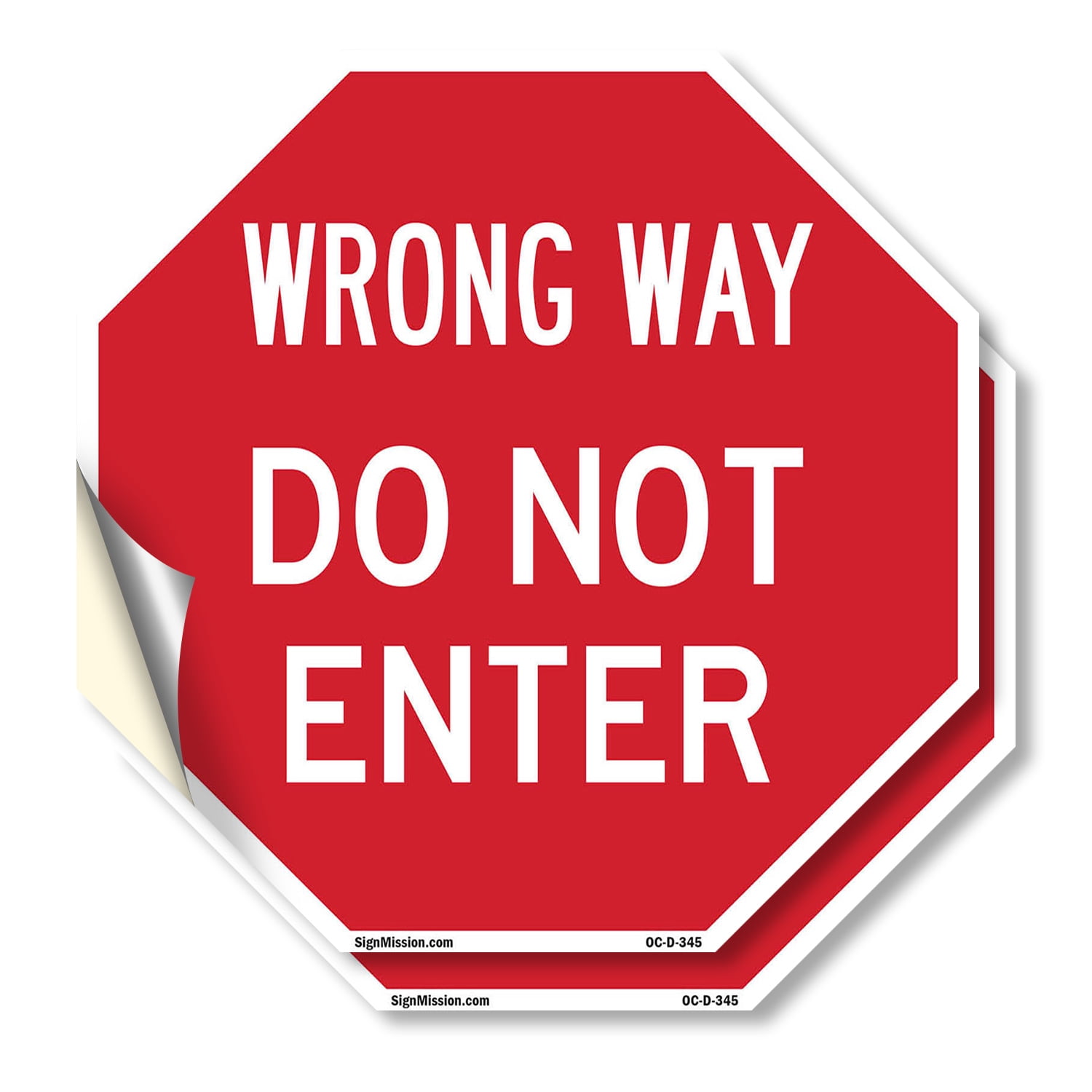 Wrong Way Do Not Enter (2 Pack) 18 inch X 18 inch Octagon Vinyl Label ...