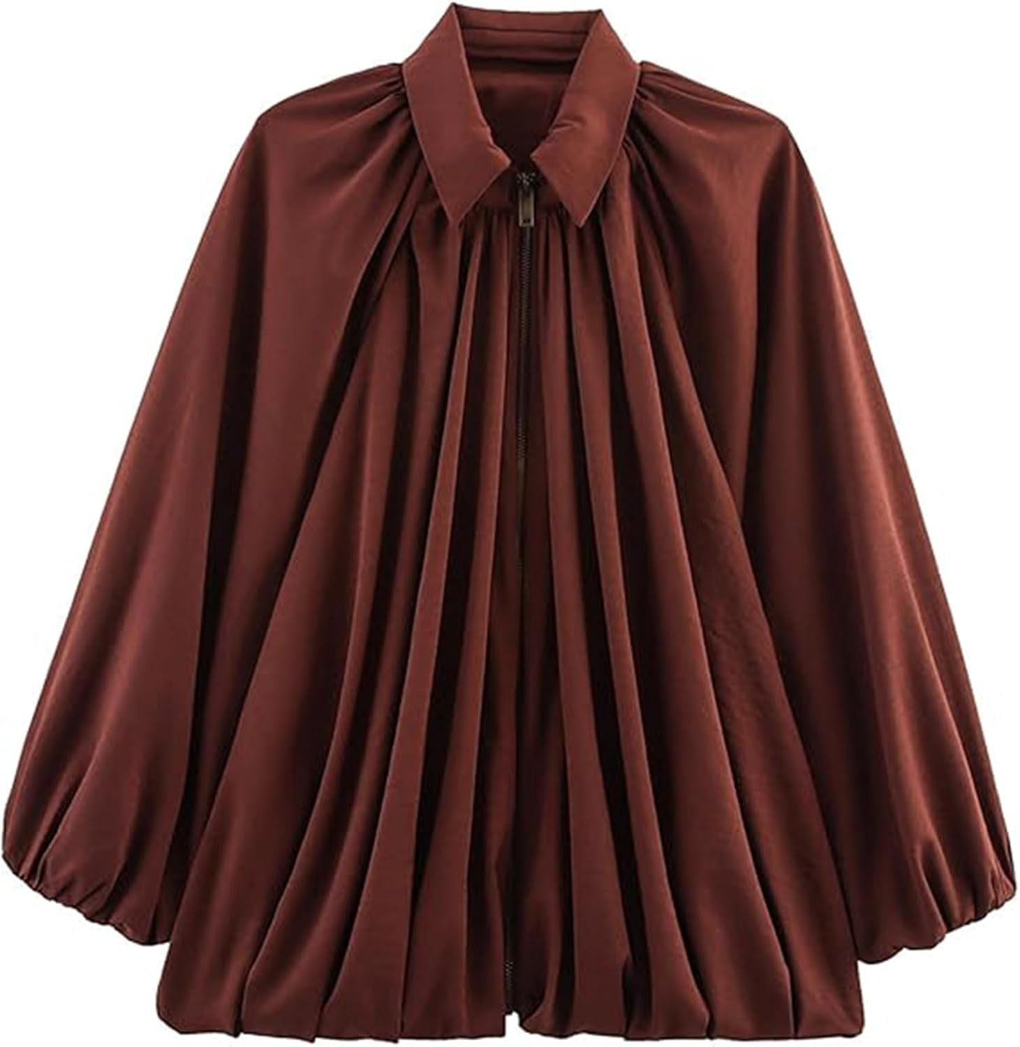 WrongDuck Women's Puffed Bomber Jacket Oversized Lapel Collar ...