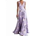 WrongDuck Women's Sleeveless V-Neck Tulip Floral Print Maxi Evening ...