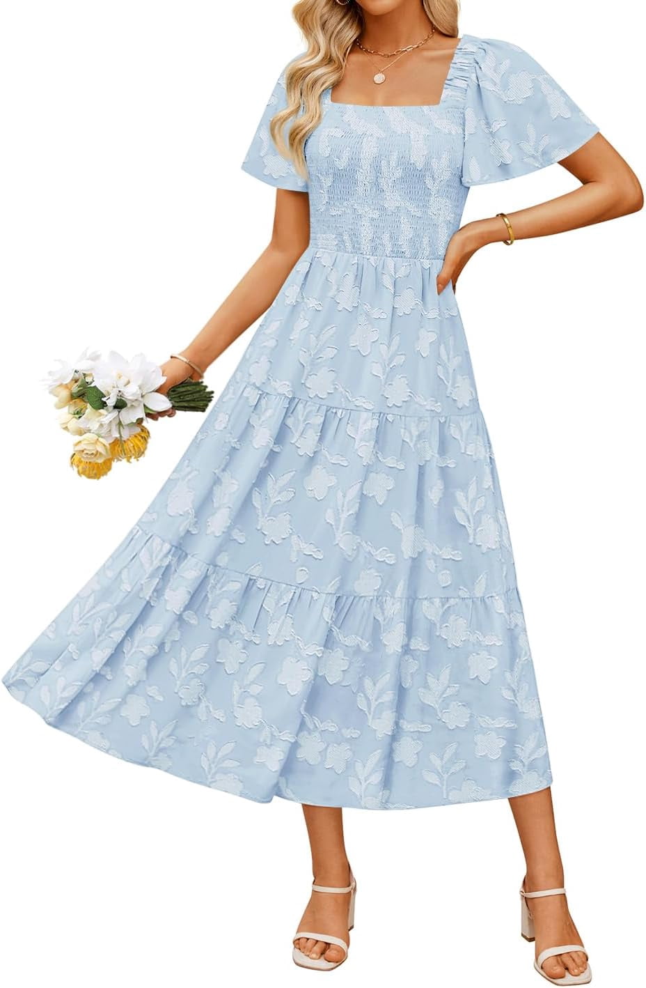 WrongDuck Women's Summer Bohemian Flower Midi Dress 2026 Leisure Flower ...