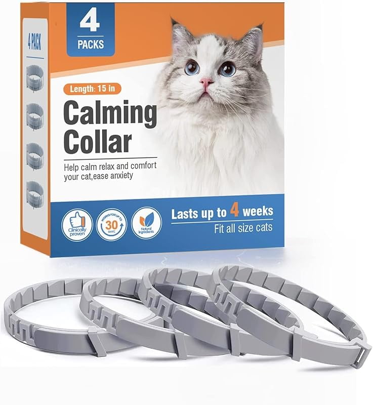 Wrongduck 4 Pack Cat Calming Collars, 30-Day Anxiety & Stress Relief ...