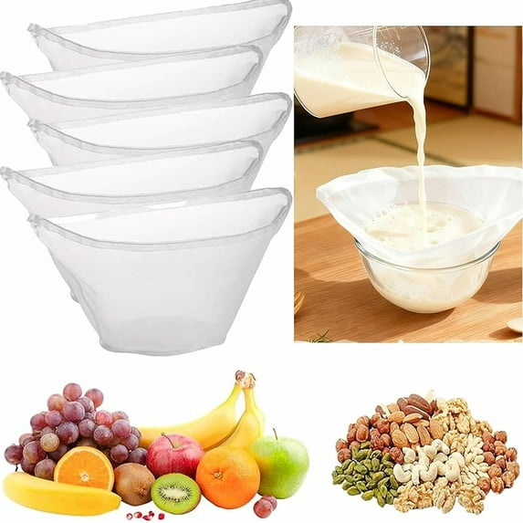 Wrongduck 5PCS Reusable Cheese Cloth Filter Bags, Bowl-Shaped Fine Mesh ...