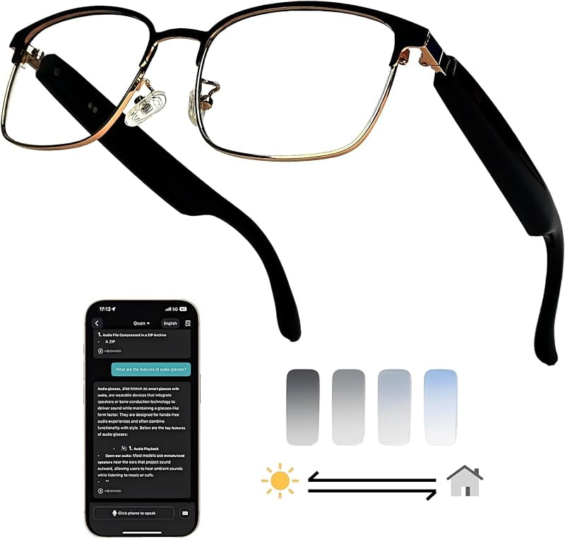 Wrongduck AI Smart Wireless Bluetooth Translation Glasses with Speakers ...