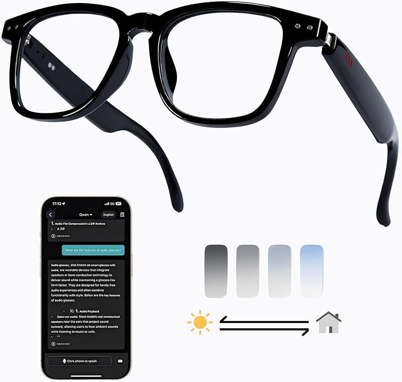 Wrongduck AI Smart Wireless Bluetooth Translation Glasses with Speakers ...