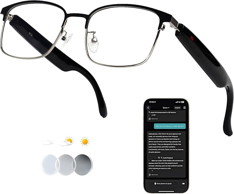 Wrongduck AI Smart Wireless Bluetooth Translation Glasses with Speakers ...