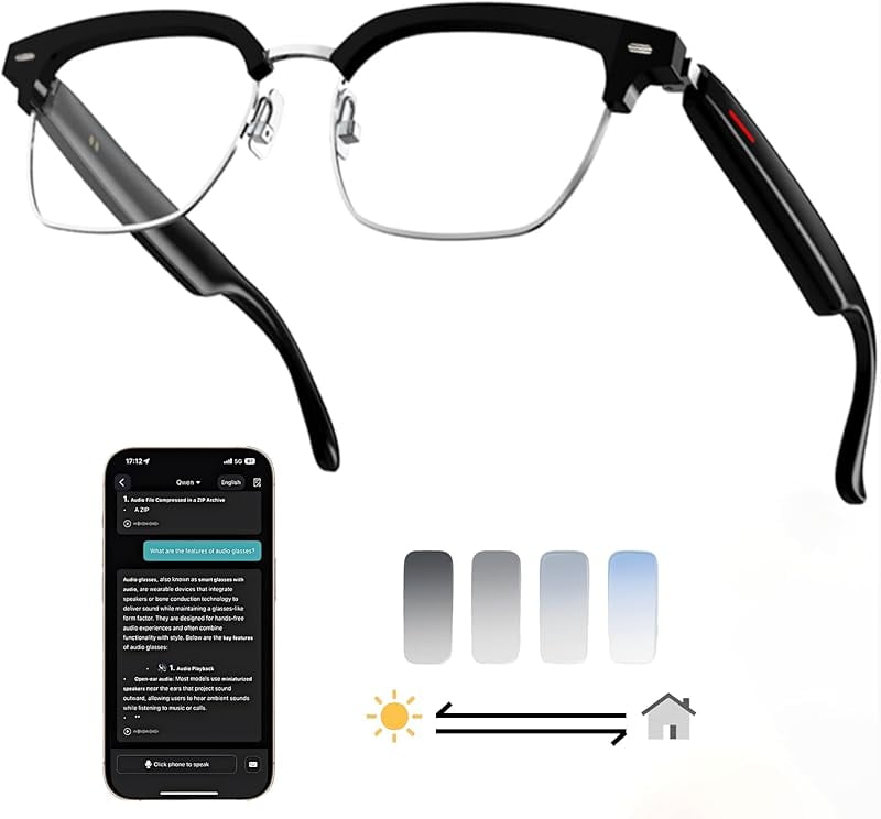 Wrongduck AI Smart Wireless Bluetooth Translation Glasses with Speakers ...