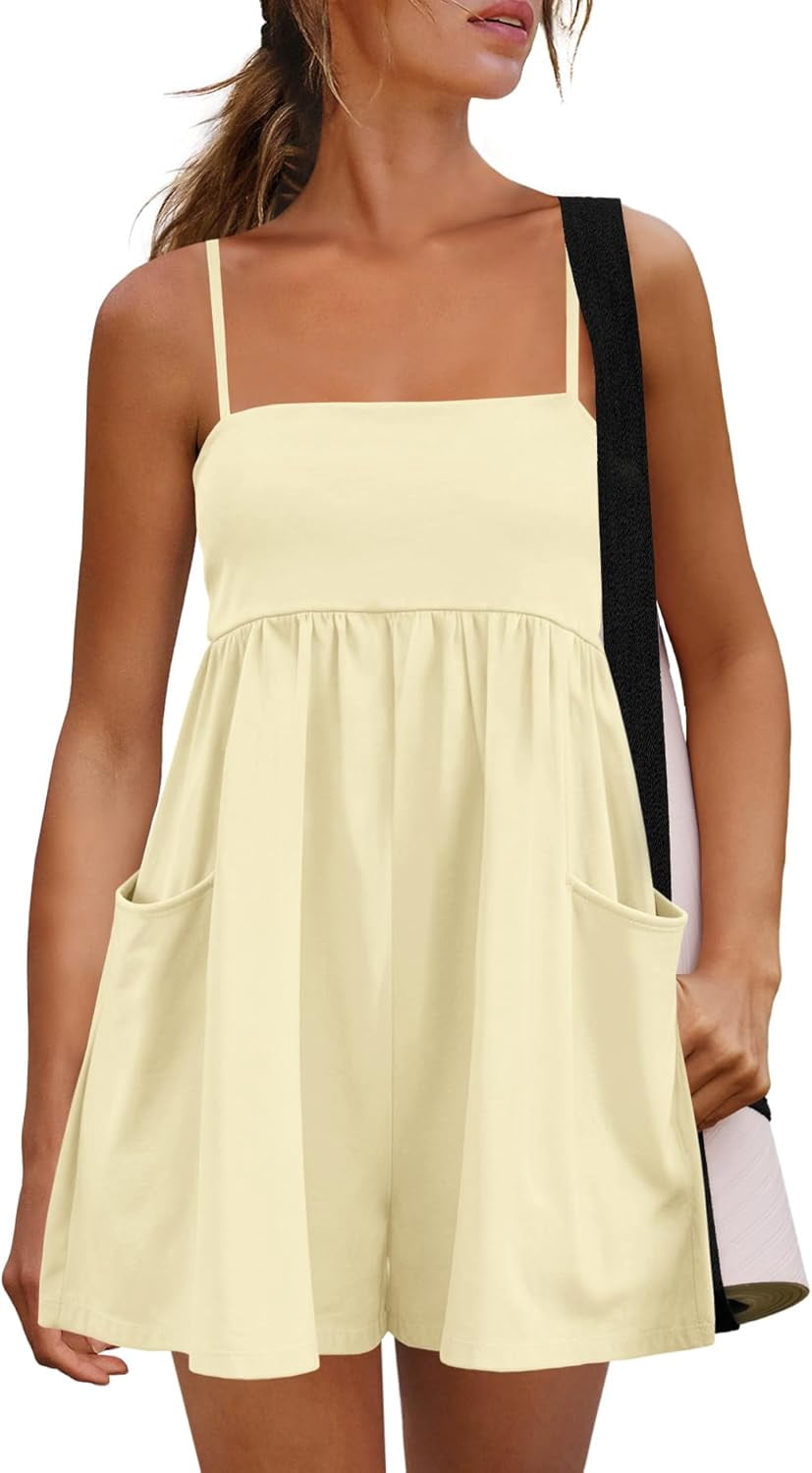 Wrongduck Casual Sleeveless Romper for Women Wide Leg Summer Jumpsuit ...
