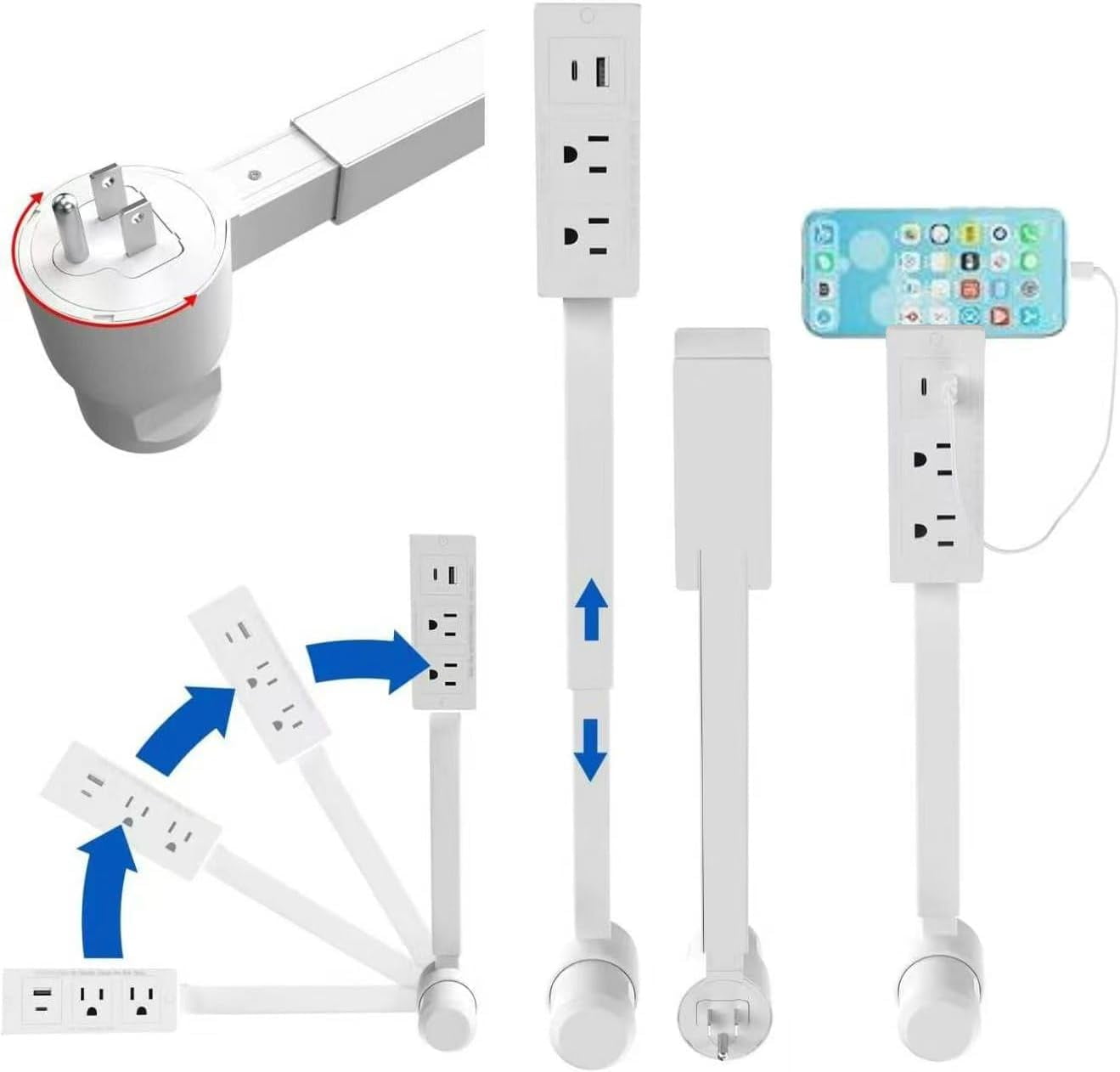 Wrongduck Extendable Outlet Extender for Hard-to-Reach Spaces, 21–27.5 ...