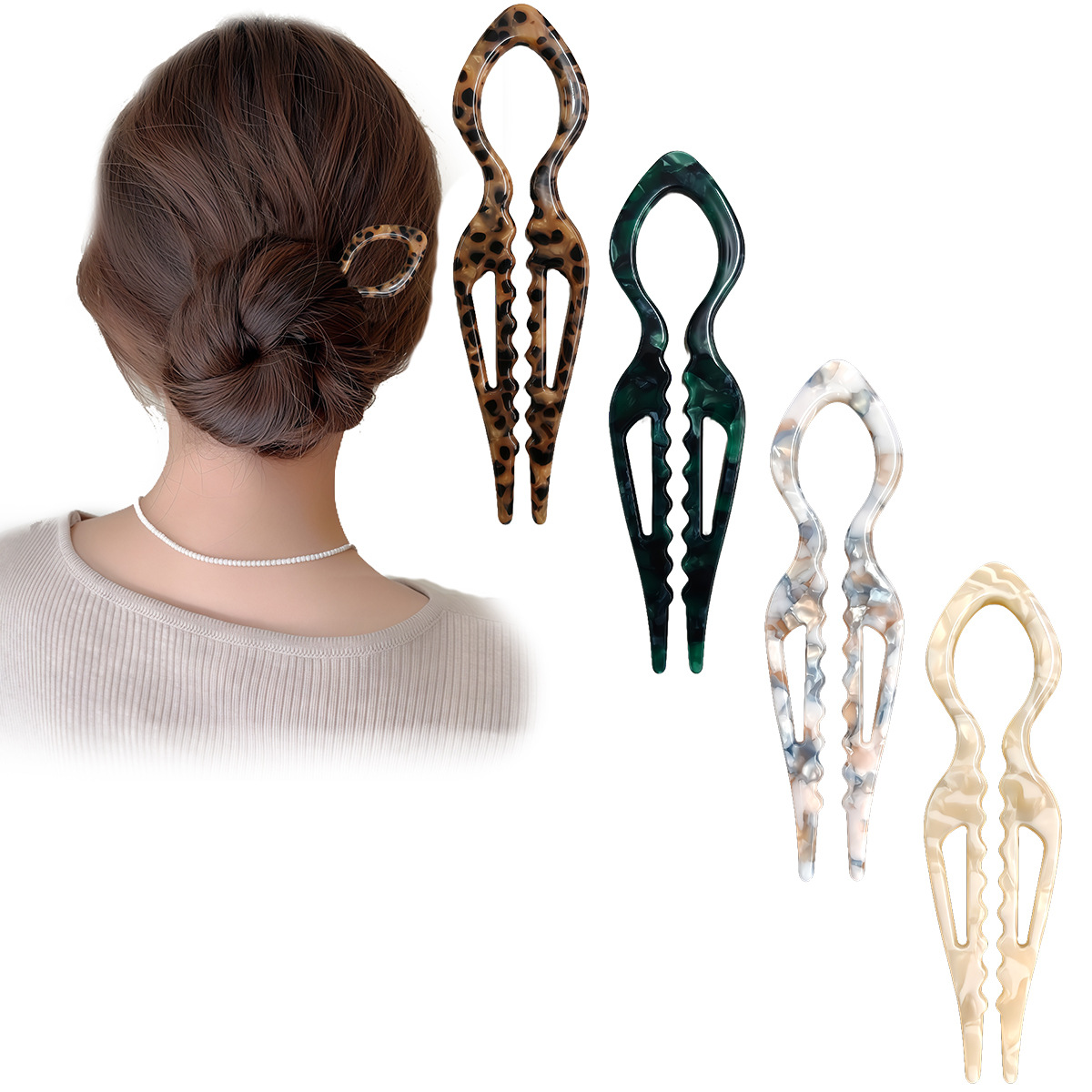 Wrongduck Prestige Hair Pins, 4-Pack French U-Shaped Hair Pins for ...