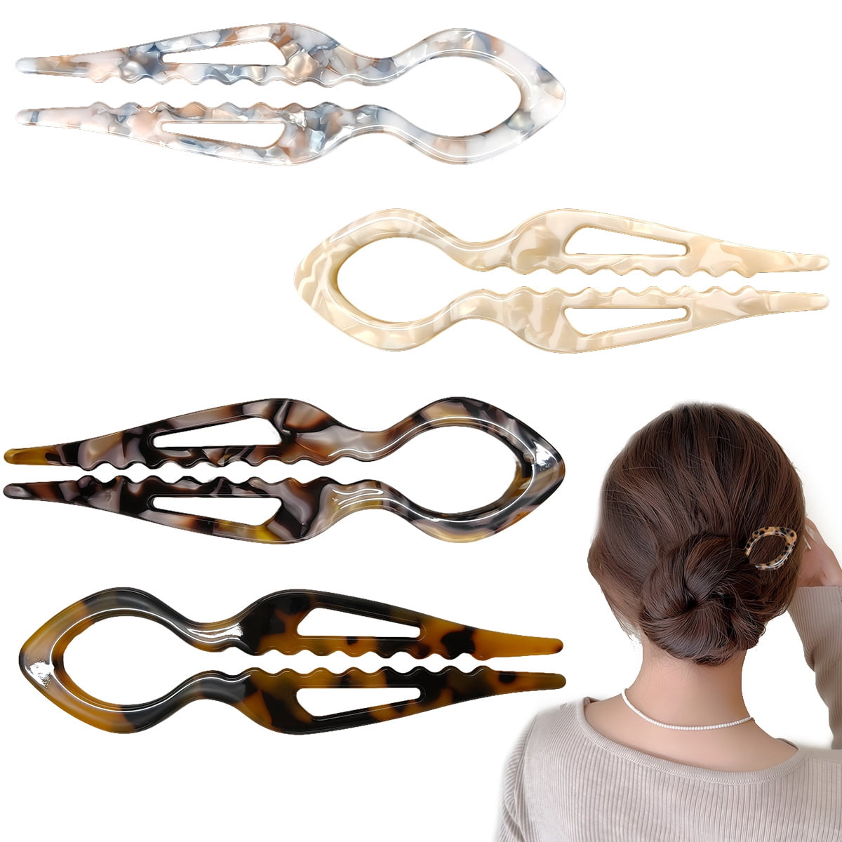 Wrongduck Prestige Hair Pins, 4-Pack French U-Shaped Hair Pins for ...