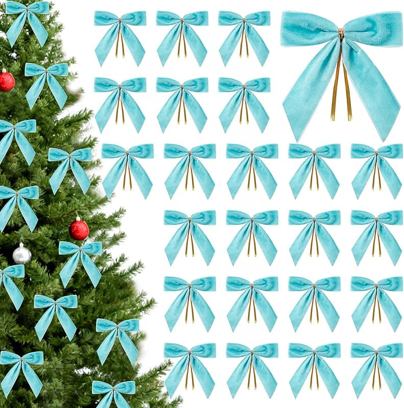 Wrongduck Red Velvet Mini Bows 24 Pack, 3.54 Inch Small Christmas Bows ...