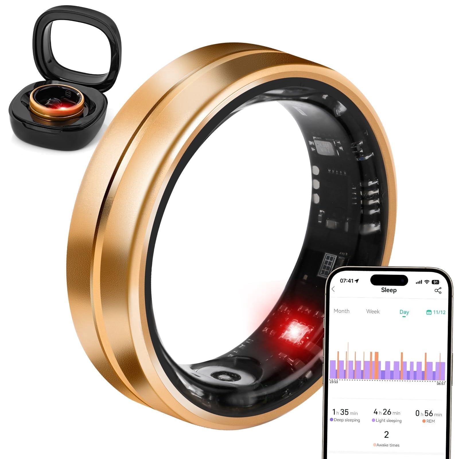 Wrongduck Smart Ring Fitness Tracker for Women Men - IP68 Waterproof ...
