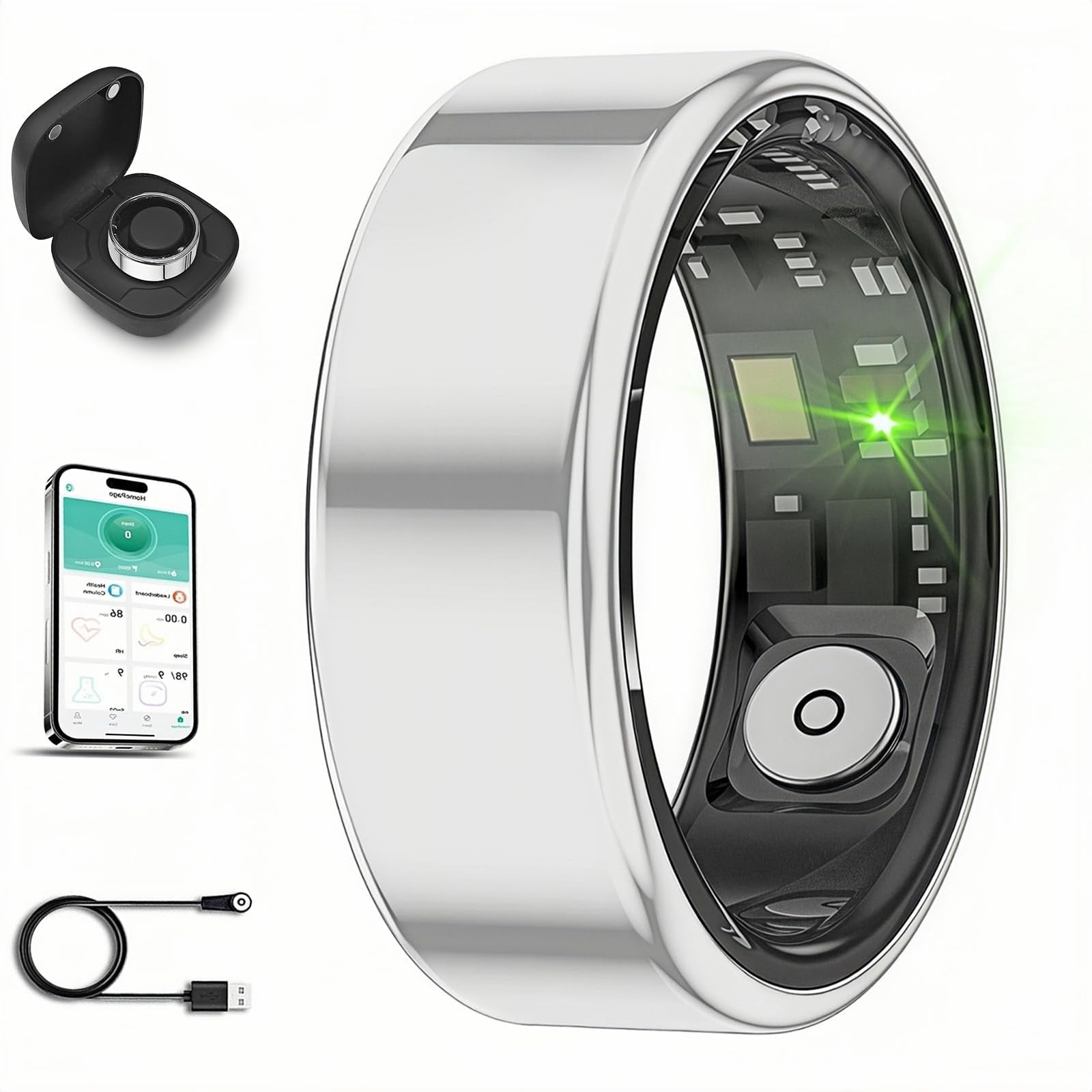 Wrongduck Smart Ring for Men Women with Black Charging Box, Bluetooth ...