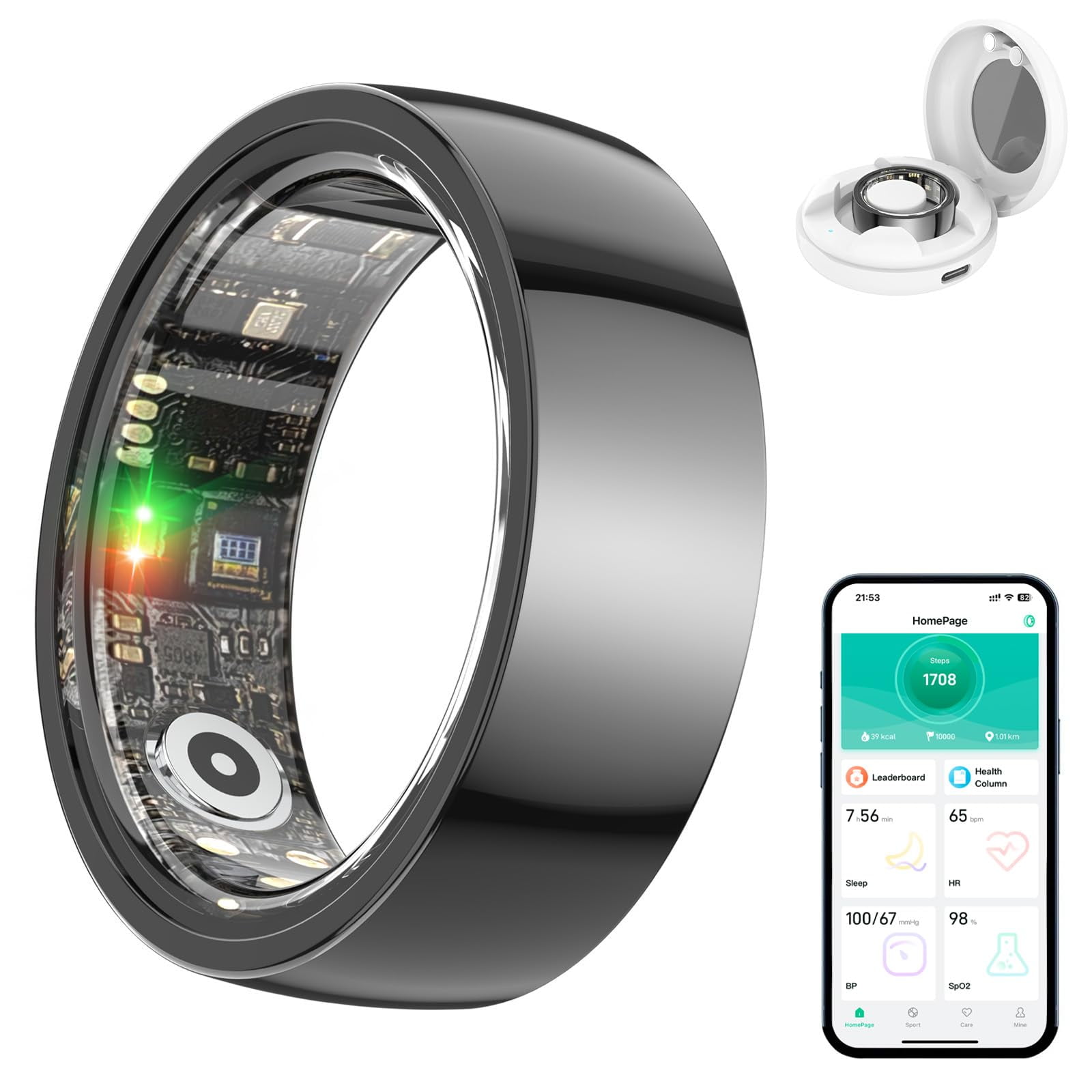 Wrongduck Smart Ring for Women Men, Ceramic Smart Health Ring - IP68 ...