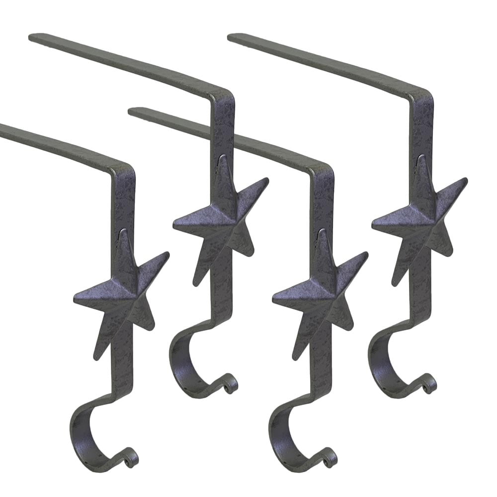 Wrought Iron 6" Star Christmas Stocking Hanger with Galvanized Finish ...