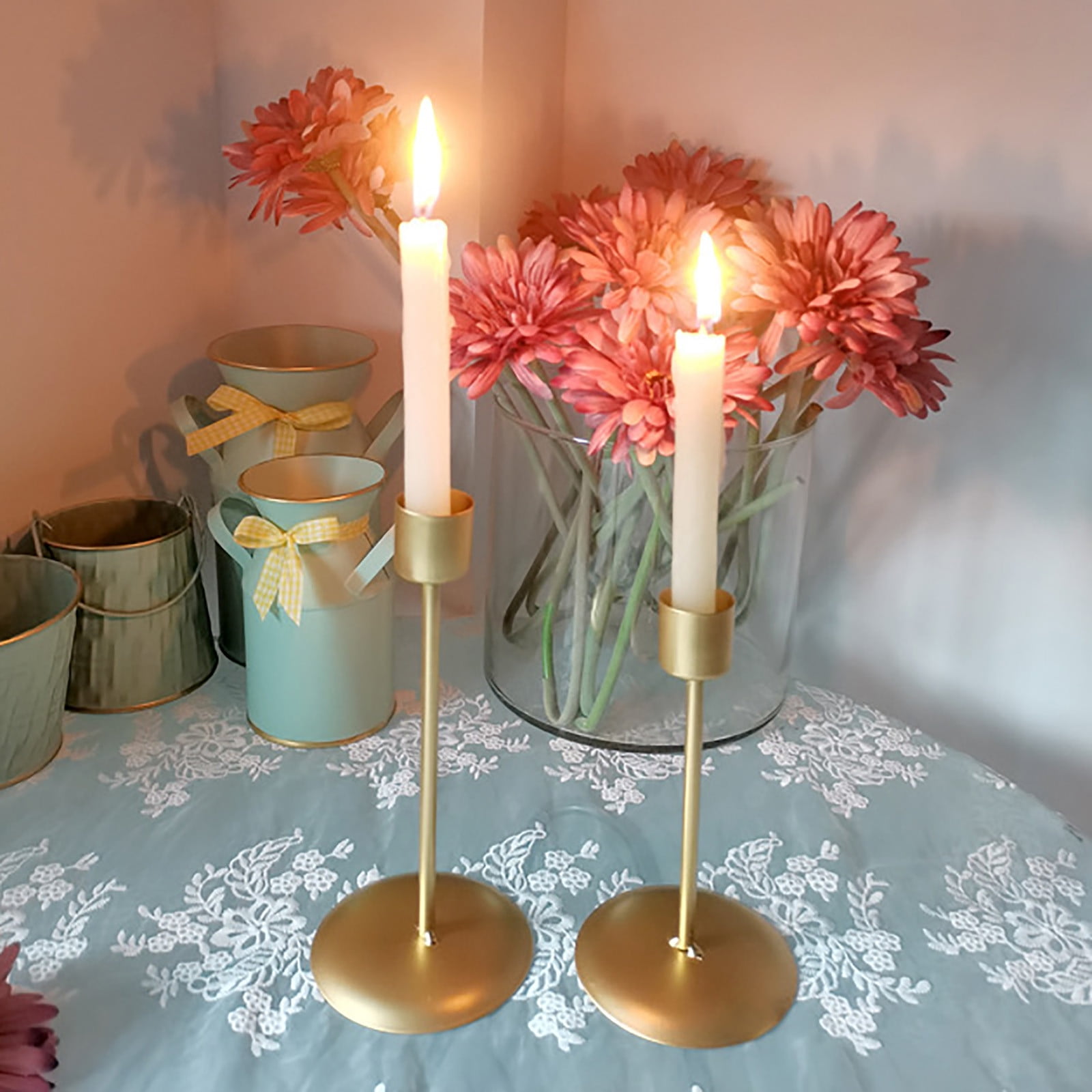 Wrought Iron Candle Holder Candlelight Display Stand Decor Candlestick ...